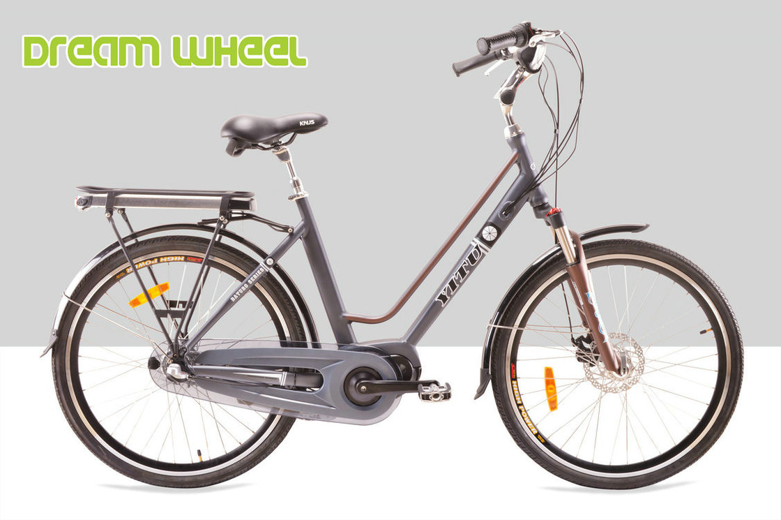 36V 250W City Mid Motor Electric Bike EN15194 25km/H Disc Brake For Front